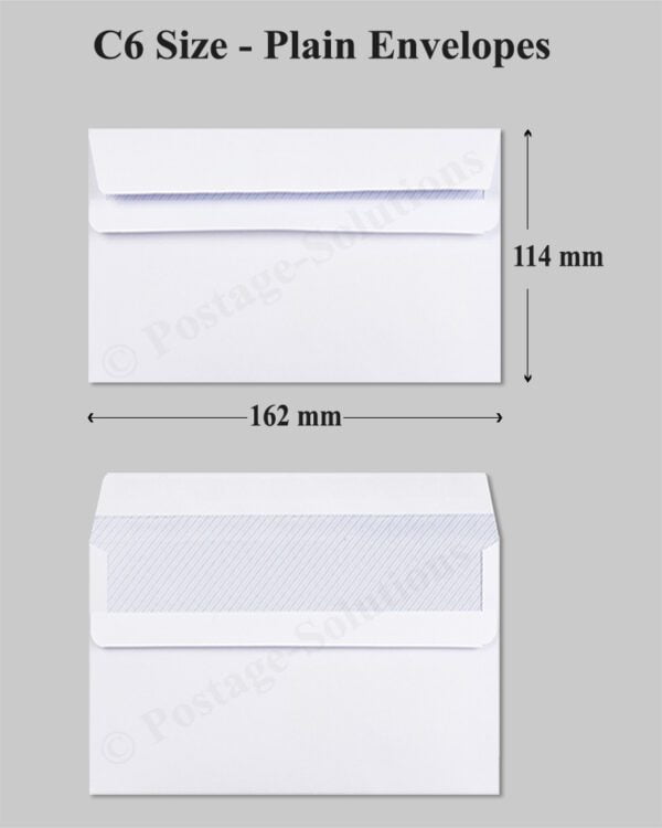 C6 Size 162 x 114 mm White Envelopes Plain (NO WINDOW) - 90gsm ...